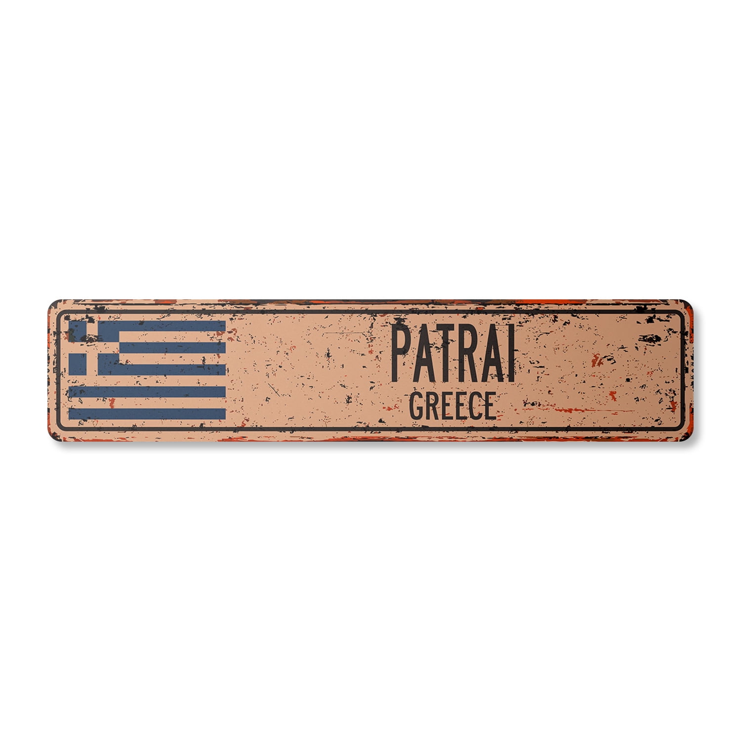 PATRAI GREECE Vintage Aluminum Street Sign Greek Grecian flag city ...