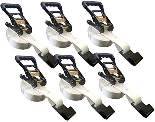 PATRIOT PACK 6 Pack 2-Inch Ratchet Straps In RED-WHITE-BLUE With Flat ...