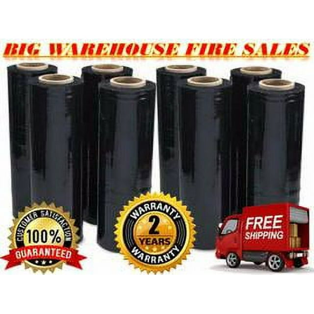 PATRON 18" x 1500' SQ 8 Rolls Pallet Wrap Stretch Film Hand Shrink Wrap 1500 SQ FEET Black ...