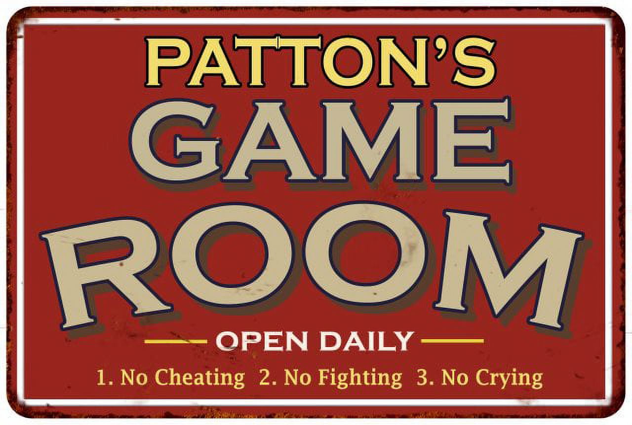 PATTON'S Game Room Sign Vintage Look 16 x 24 Matte Finish Metal ...