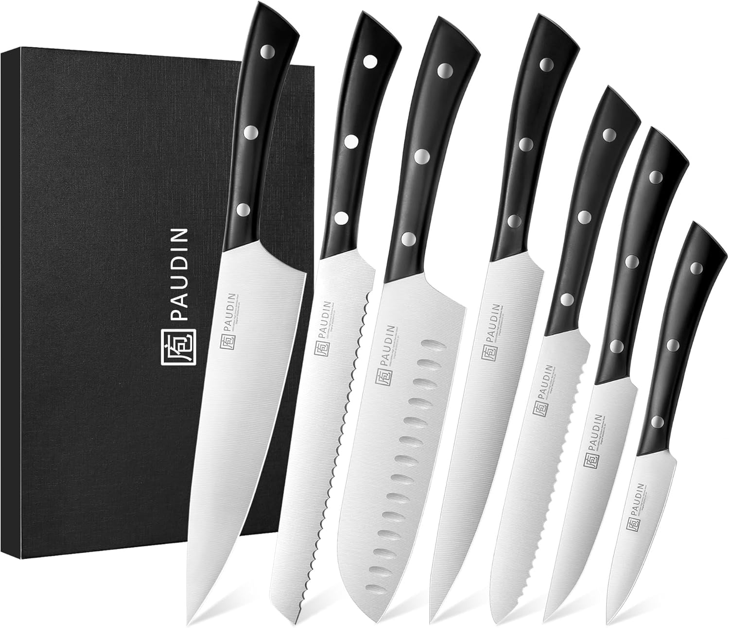 PAUDIN Kitchen Knife Set, 7 Piece Chef Knife Set, High Carbon Stainless ...