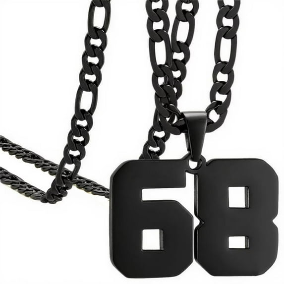 PAURO Black Number Necklace for Men and Women Stainless Steel 00-99 ...