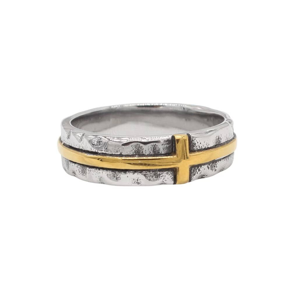 PAURO Cross Rings for Men Stainless Steel Silver Gold Plated Cool ...