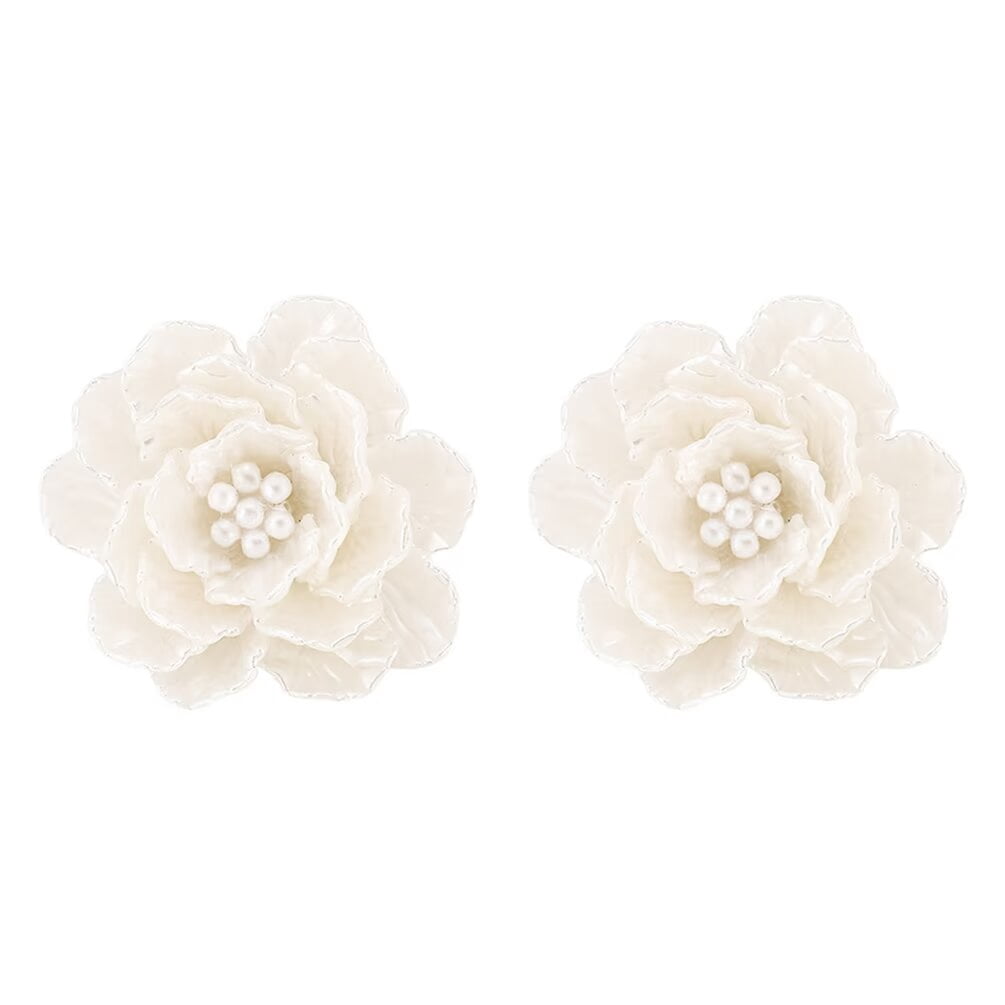 PAURO Flower Earrings for Women Statement Elegant Cubic Zirconia ...
