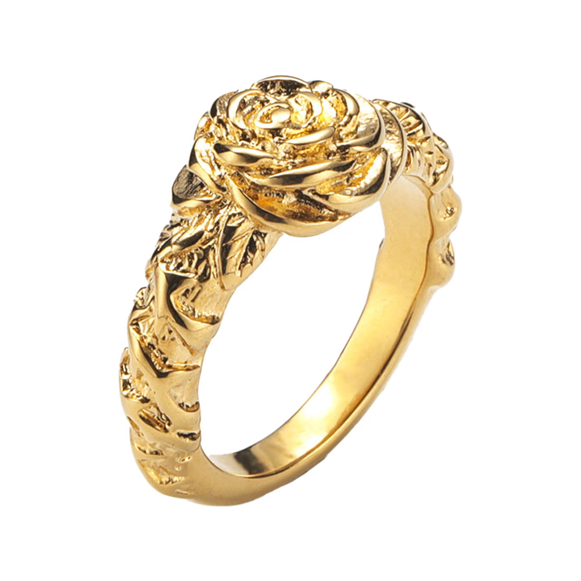 PAURO Flower Rings for Women Men Couples Silver Gold Plated Stainless ...