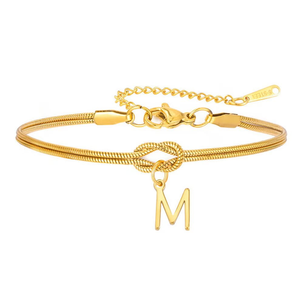 PAURO Initial Bracelets for Women Layered Letter Snake Chain Alphabet ...