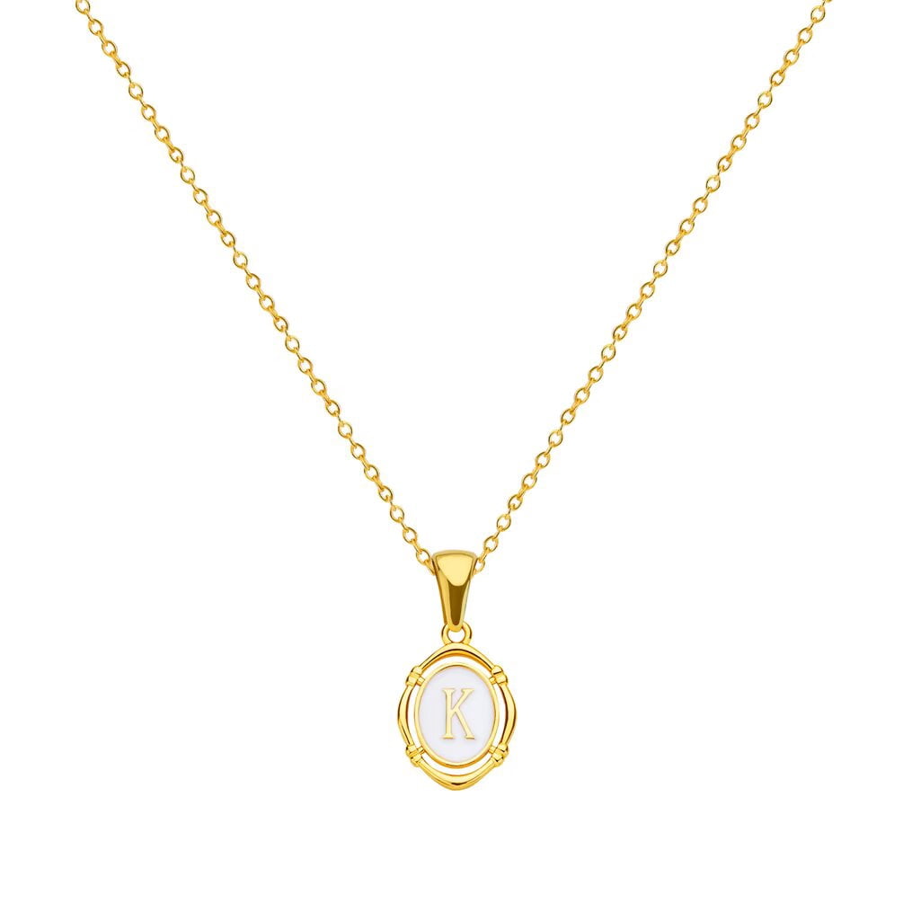 PAURO Initial Necklaces for Women Oval A-Z Pendant Gold Plated ...