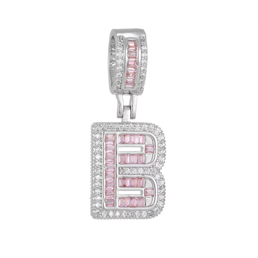 PAURO Initial Pink Necklaces for Women A-Z Pendant Cubic Zirconia ...