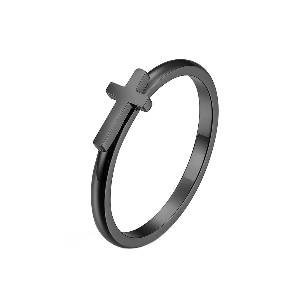 PAURO Matching Couple Cross Ring for Her and His Stainless Steel ...