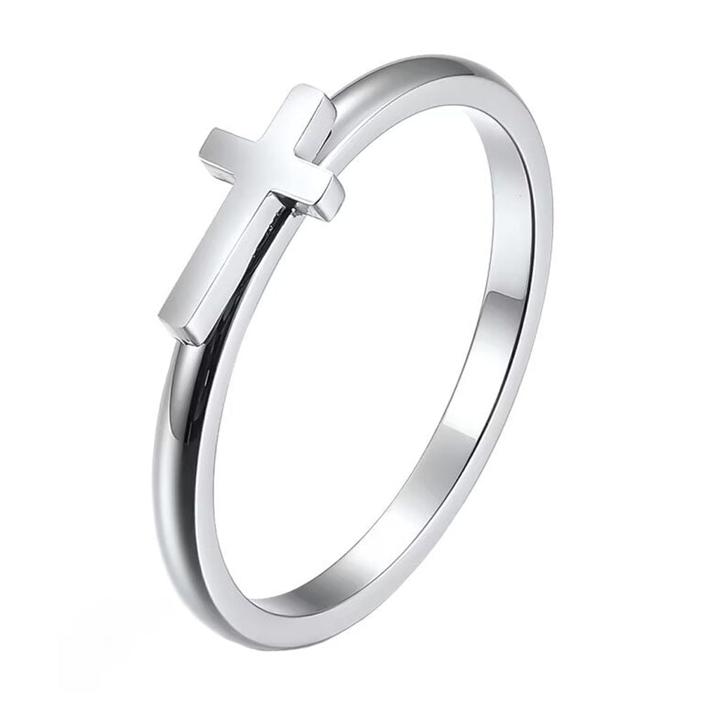 PAURO Matching Couple Cross Ring for Her and His Stainless Steel ...