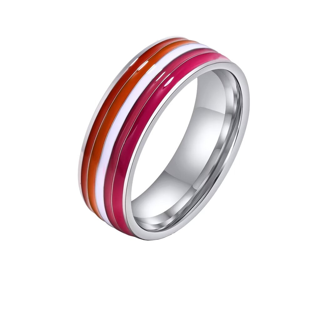 PAURO Men 6mm Stainless Steel Enamel Rainbow LGBT Pride Ring for ...