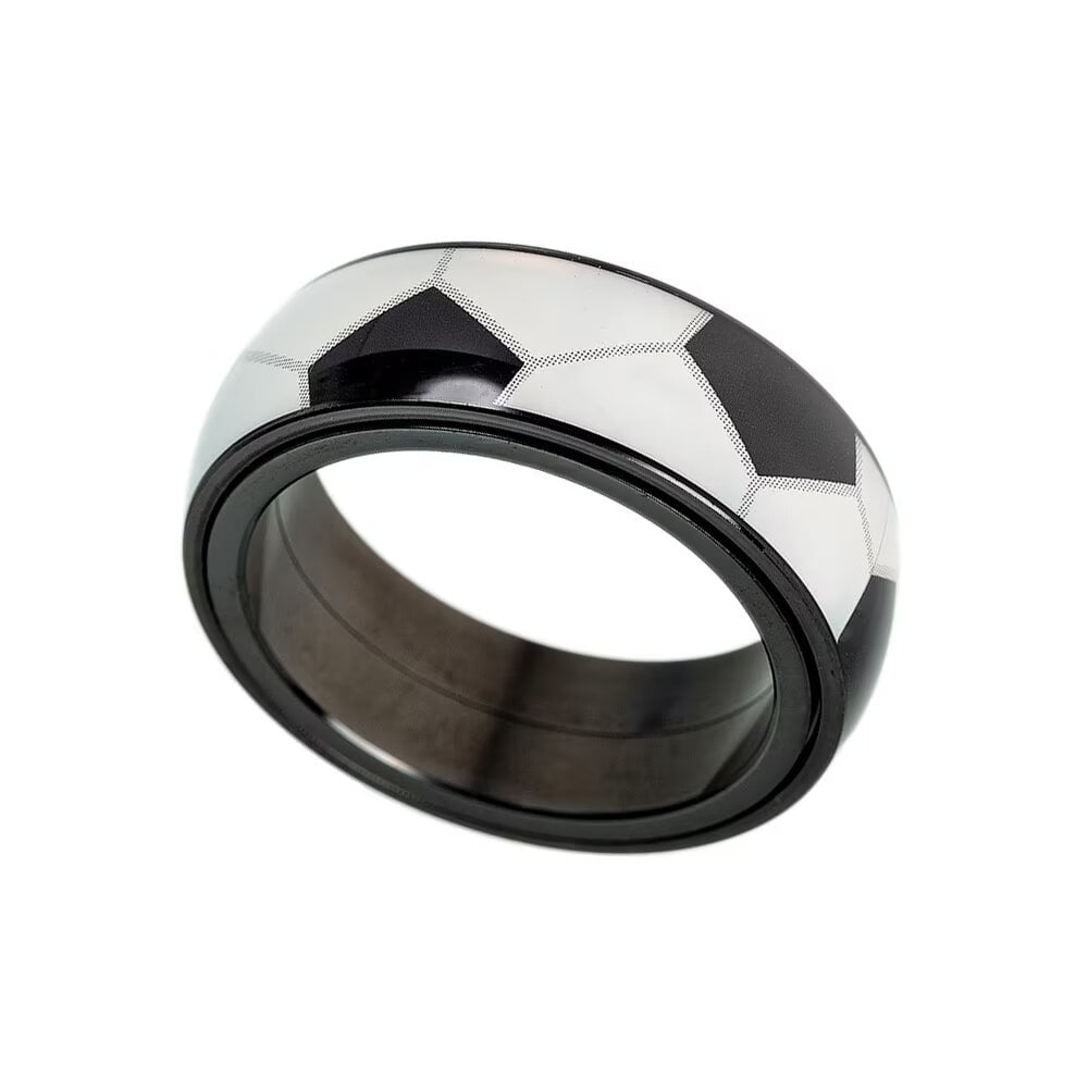 PAURO Men Stainless Steel Spinner Ring Basketball Pattern Band Football ...