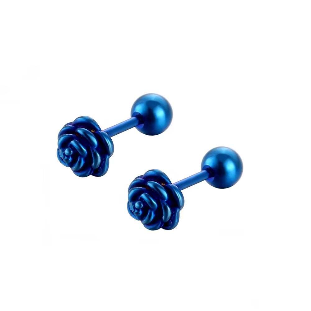 PAURO Men Women's Stainless Steel Vintage Rose Flower Earrings Party ...