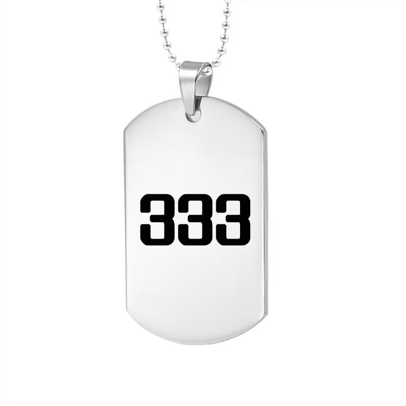 PAURO Men's Angel Number 333 Necklace Stainless Steel Square Dog Tag ...