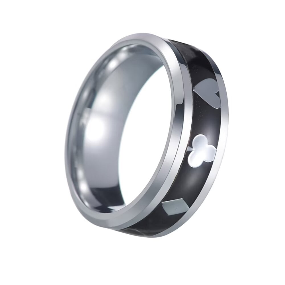 PAURO Men's Poker Aces Ring 8mm Stainless Steel Rings Playing Card ...