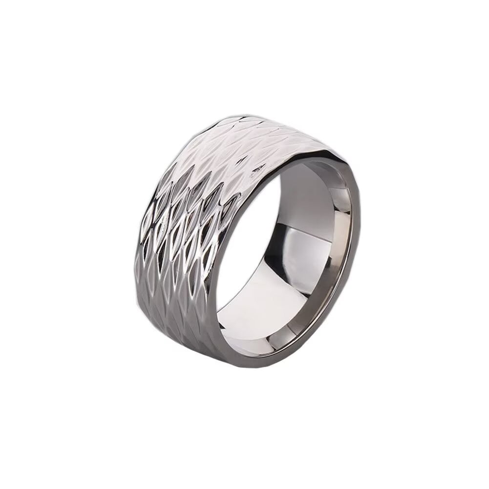PAURO Men's Stainless Steel 10mm Wide Vintage Punk Rhombus Cut Dome ...