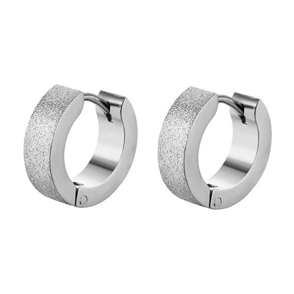 PAURO Men's Stainless Steel 2pcs Sandblasted Finish Punk Huggie Hoop ...