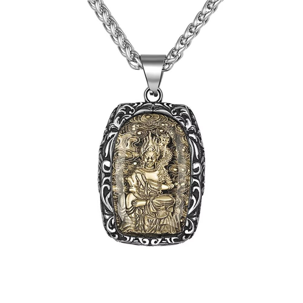 PAURO Men's Stainless Steel Buddha Pendant Necklace Buddhist Amulet ...