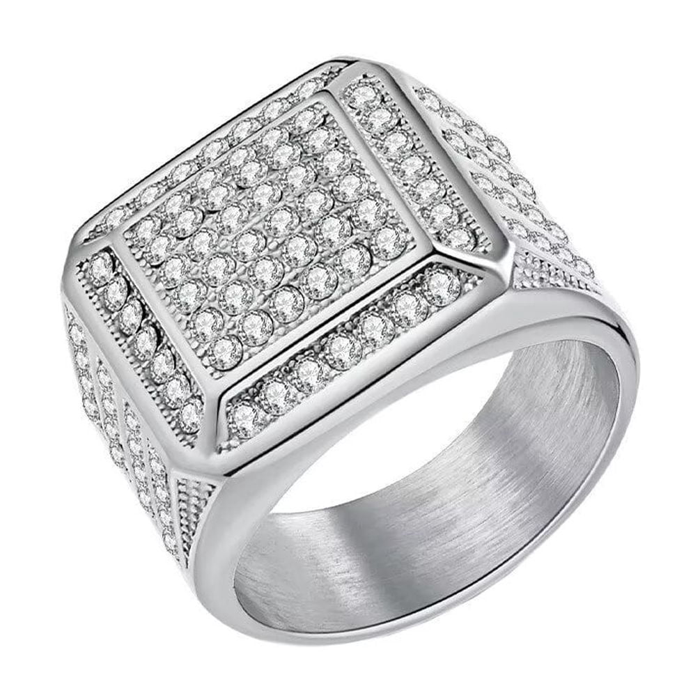 PAURO Men's Stainless Steel Hip Hop Luxury Full Diamond Personalized ...