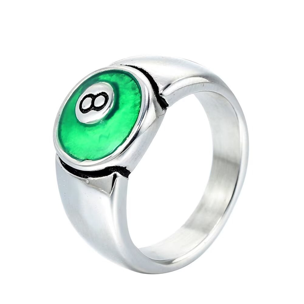 PAURO Men's Stainless Steel Retro Personalized Billiard Ball Number 8 ...