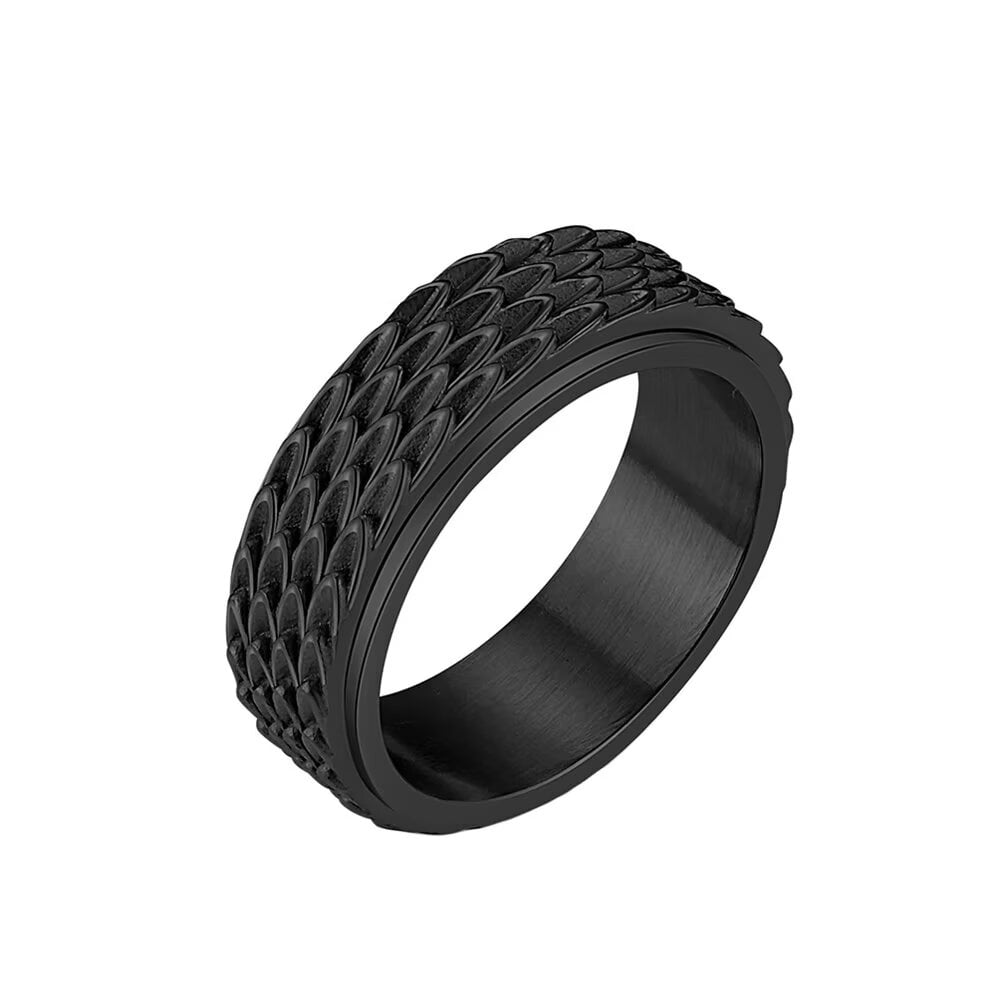 PAURO Men's Stainless Steel Rotatable Anxiety Vintage Dragon Scale Ring ...