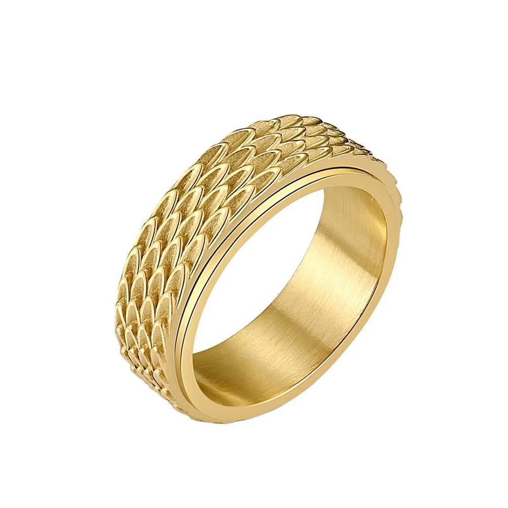 PAURO Men's Stainless Steel Rotatable Anxiety Vintage Dragon Scale Ring ...