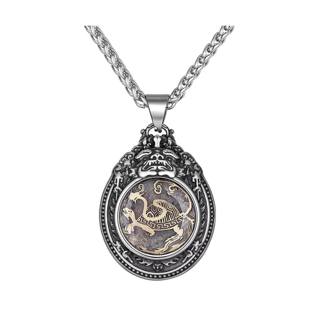 PAURO Men's Stainless Steel Vintage Punk 4 Guardian Beasts, Basalt ...