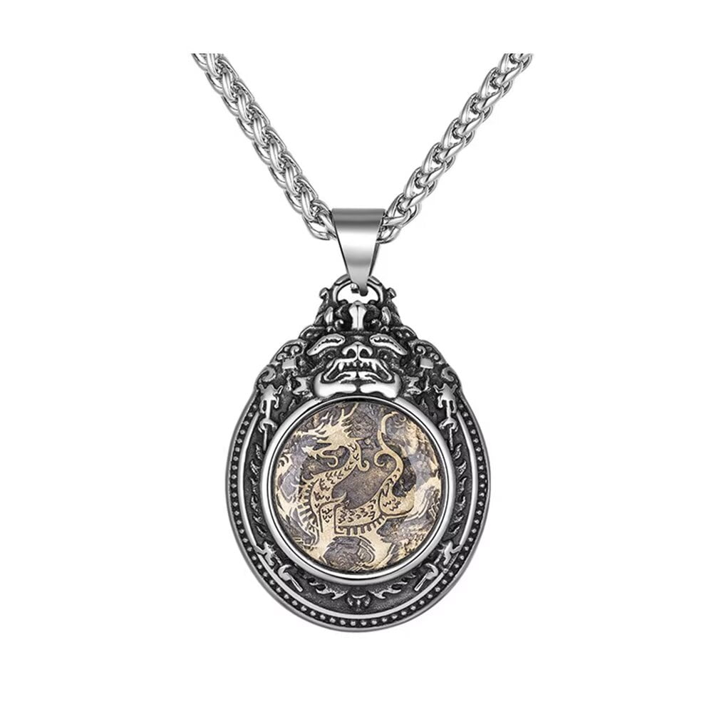 PAURO Men's Stainless Steel Vintage Punk 4 Guardian Beasts, Dragon ...