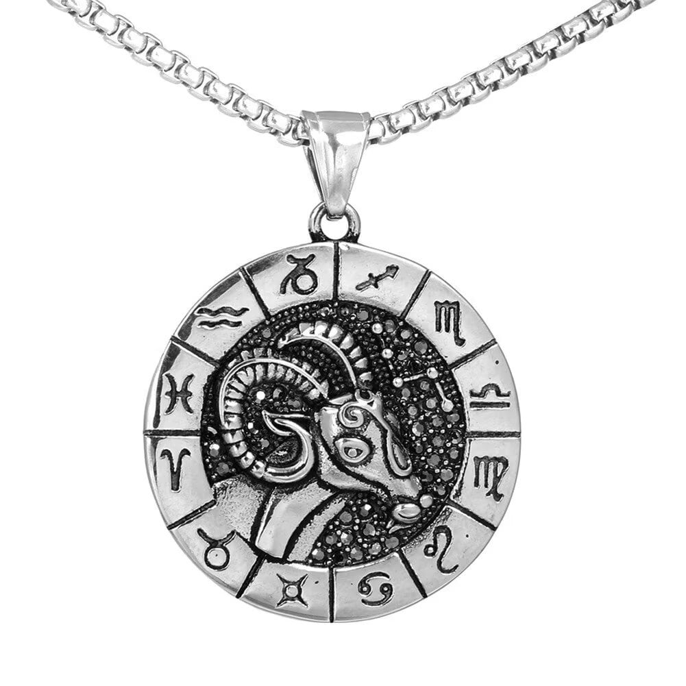 PAURO Men's Stainless Steel Vintage Round Coin 12 Constellation ...