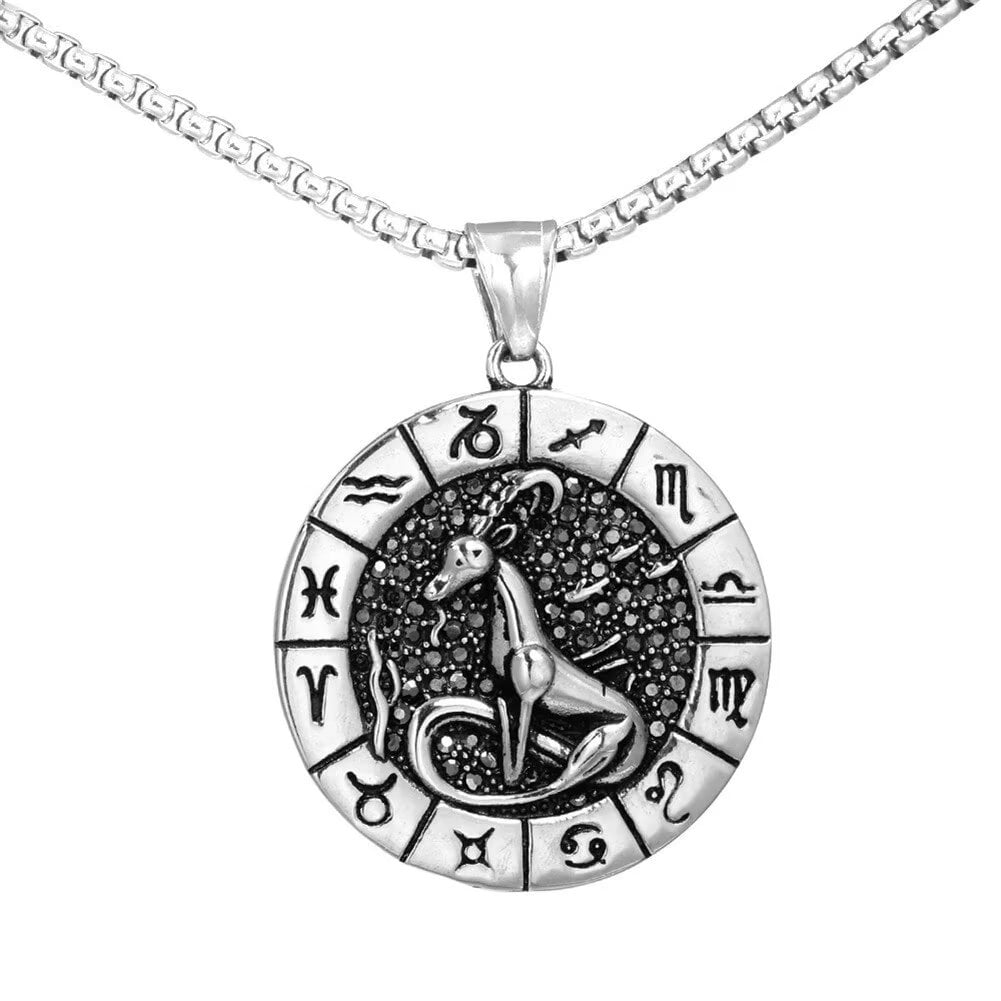 PAURO Men's Stainless Steel Vintage Round Coin 12 Constellation ...