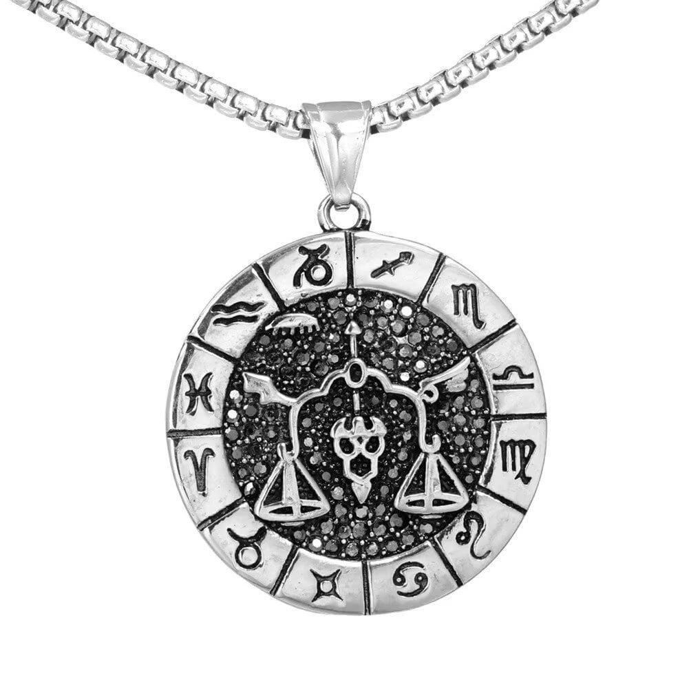 PAURO Men's Stainless Steel Vintage Round Coin 12 Constellation ...