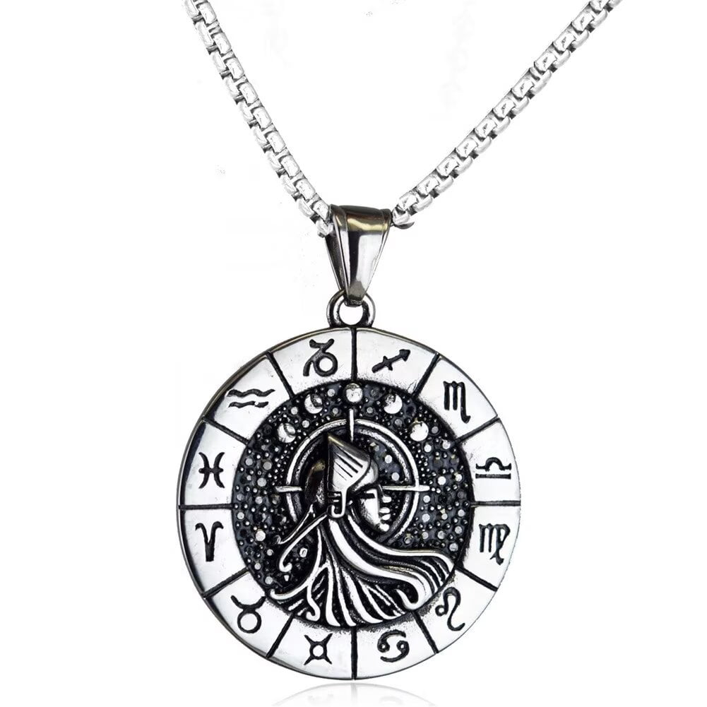 PAURO Men's Stainless Steel Vintage Round Coin 12 Constellation ...