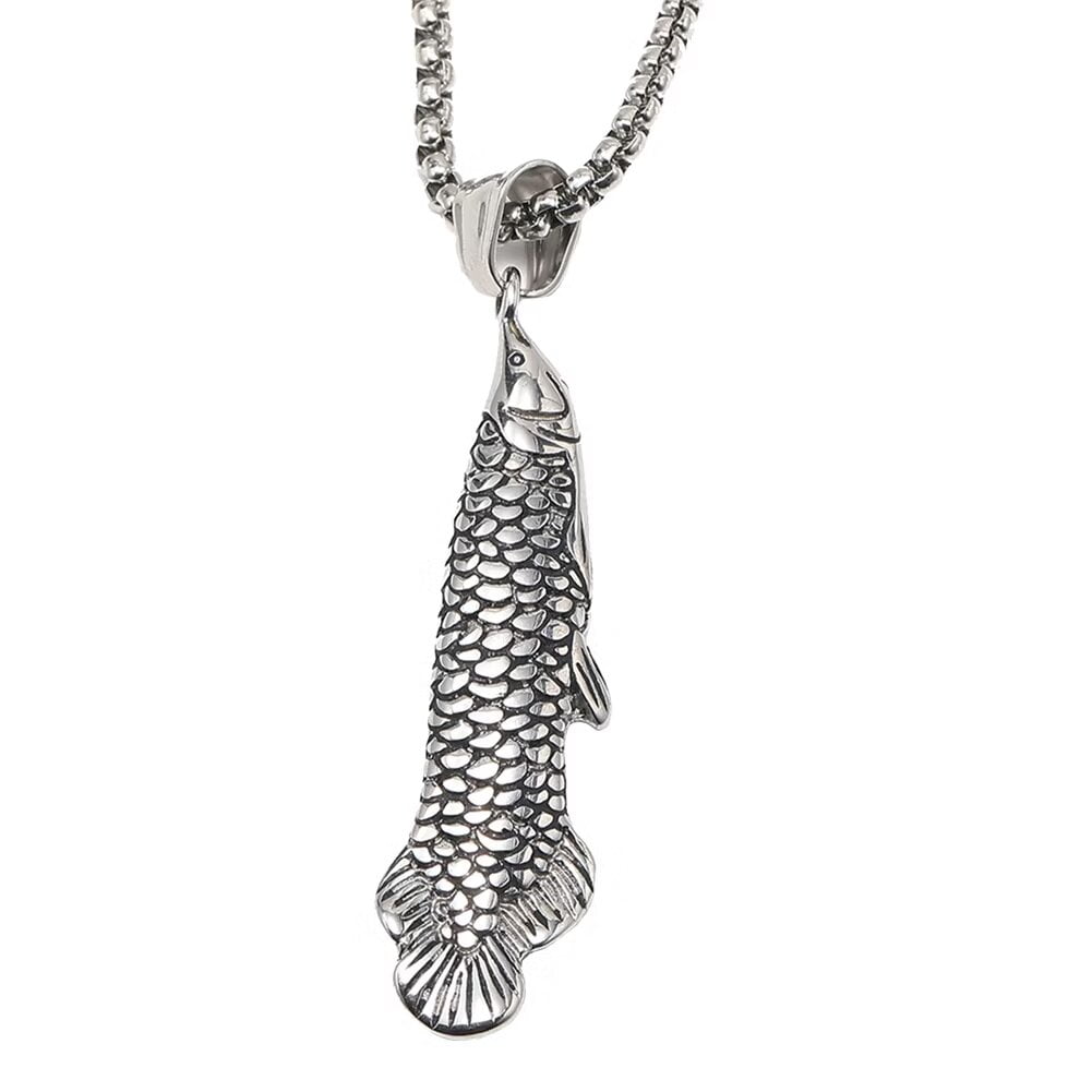 PAURO Mens Women Stainless Steel Lucky Koi Fish Goldfish Pendant ...