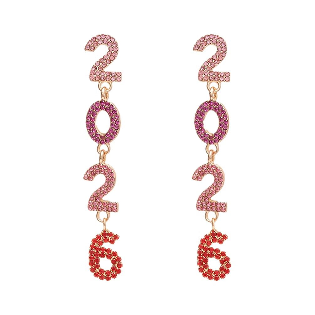 PAURO New Years 2026 Earrings for Women Drop Dangle Cubic Zirconia ...