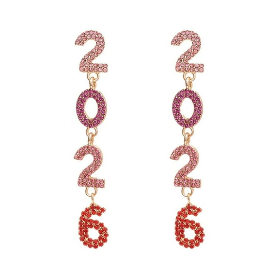 PAURO New Years 2026 Earrings for Women Drop Dangle Cubic Zirconia ...