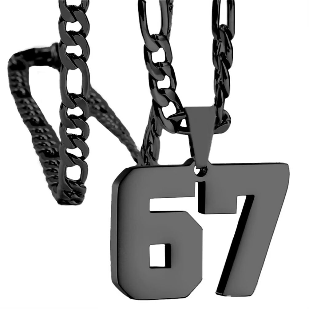 PAURO Number 67 Necklace for Men Women Black Silver Rose Gold Plated ...