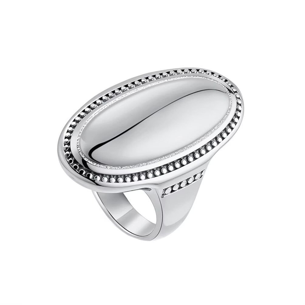 PAURO Oval Rings for Women Silver Gold Plated Stainless Steel Statement ...