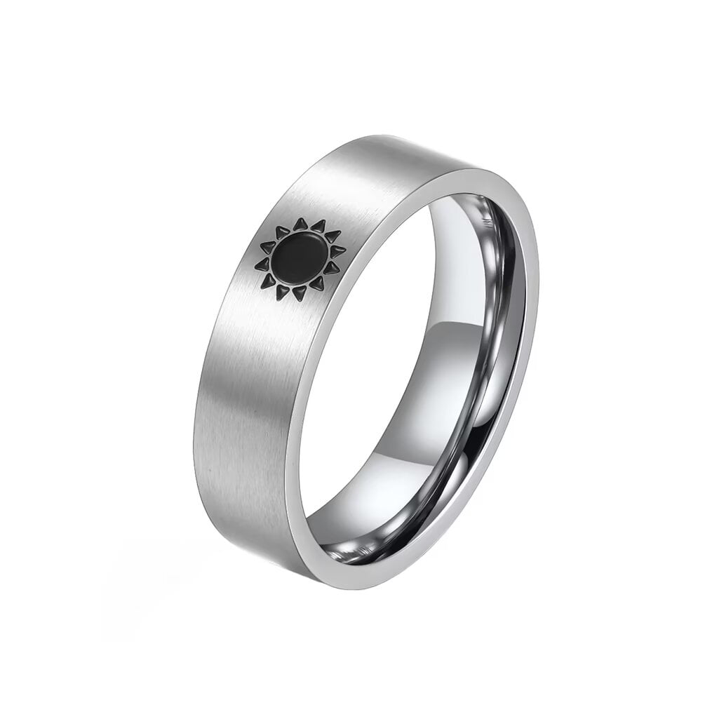 PAURO Stainless Steel Sun and Moon Matching Rings for Women and Men ...