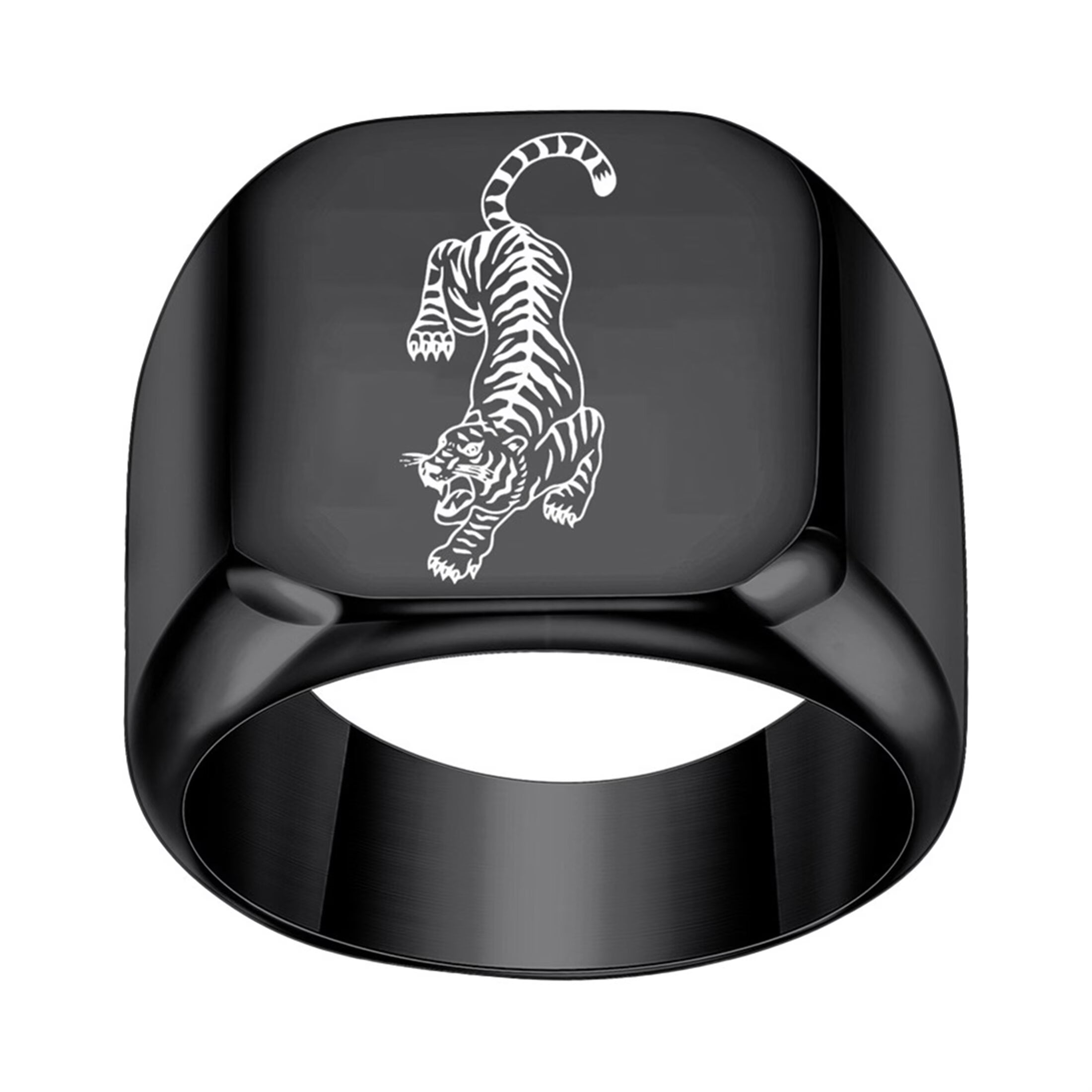 PAURO Tiger Rings for Men Band Stainless Steel Square Chunky Blue Black ...