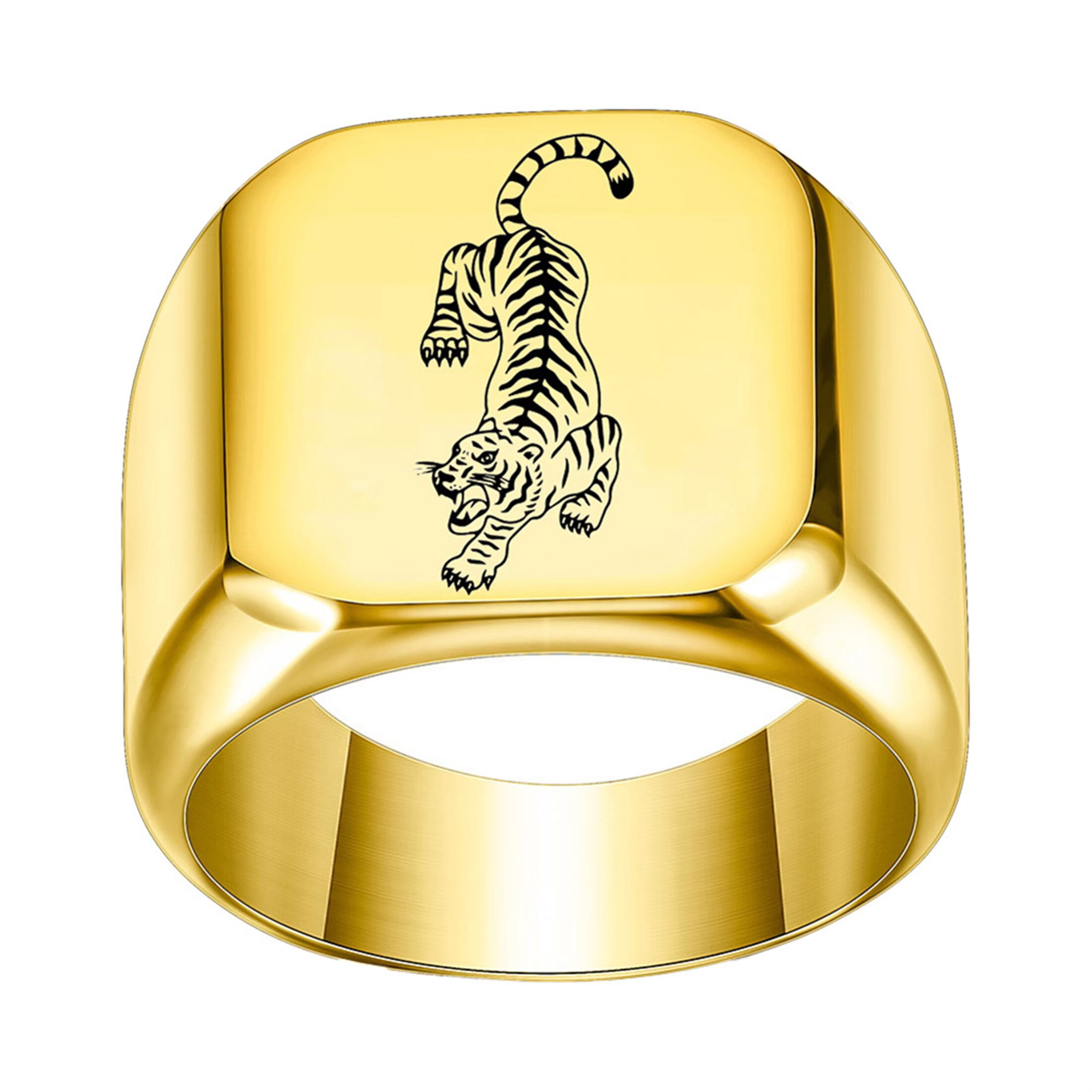 PAURO Tiger Rings for Men Band Stainless Steel Square Chunky Blue Black ...