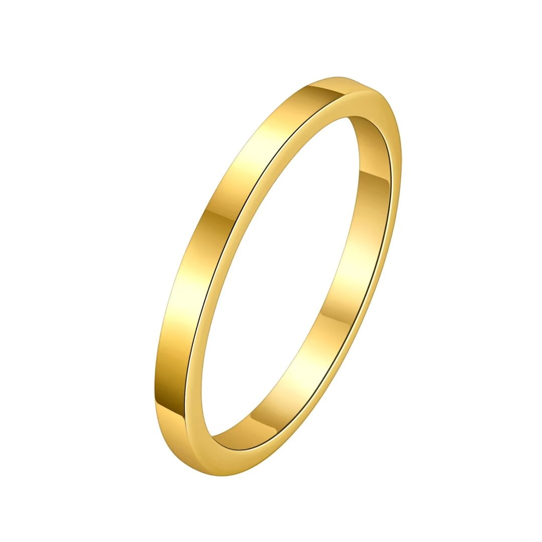 PAURO Tungsten Polished Gold Ring for Men Women Wedding Band 2mm ...