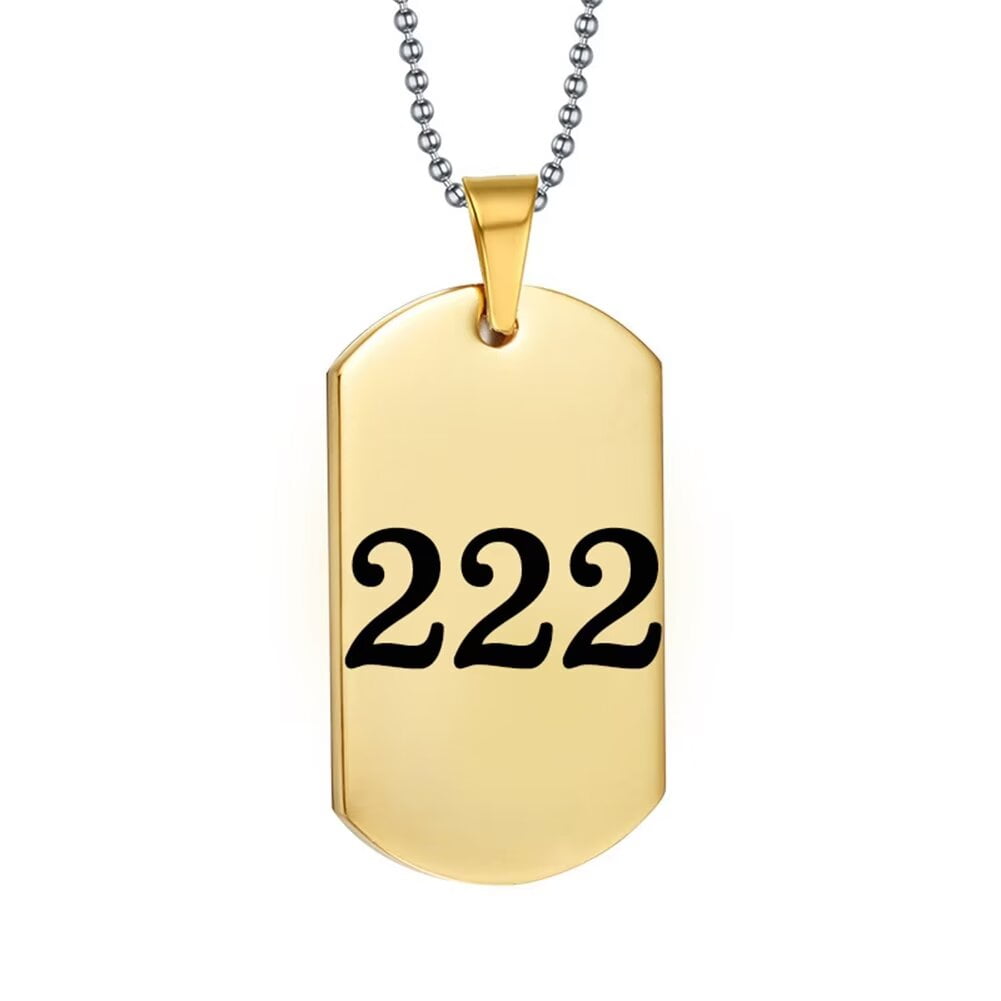 PAURO Unisex Angel Number 222 Necklace Stainless Steel Square Pendant ...