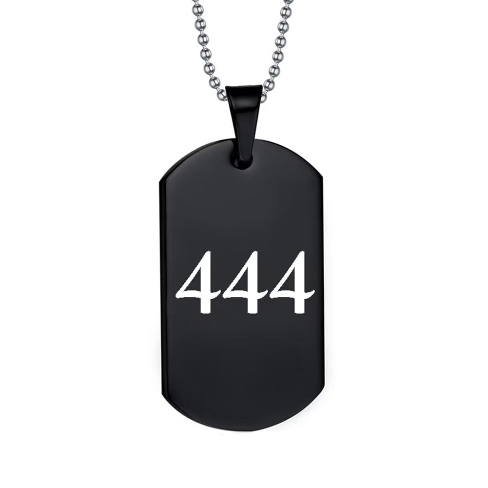 PAURO Unisex Angel Number 444 Necklace Stainless Steel Square Pendant ...