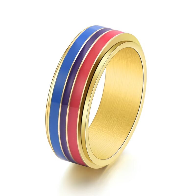 PAURO Unisex Stainless Steel Rainbow Personalized Trend Drip Tape ...