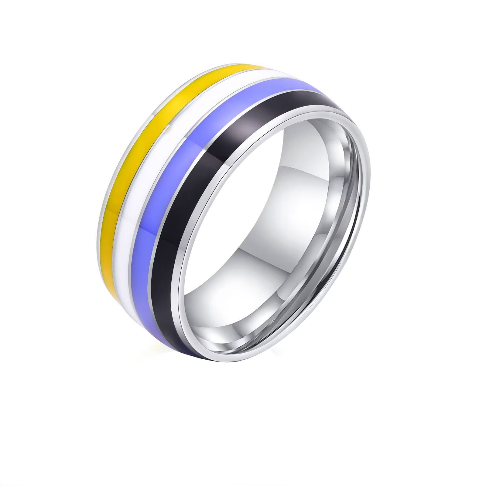 PAURO Unisex Stainless Steel Rainbow Striped Pride LGBT Individual ...