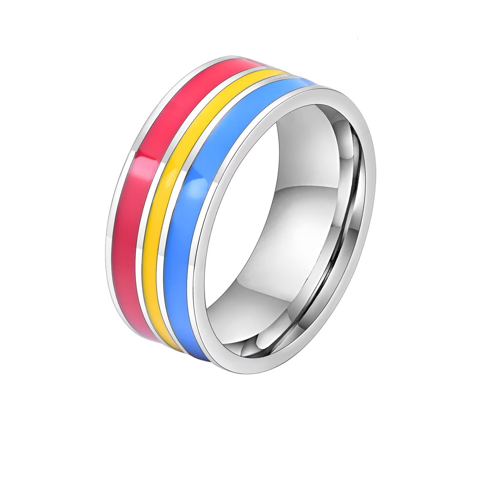 PAURO Unisex Stainless Steel Rainbow Striped Pride LGBT Individual ...