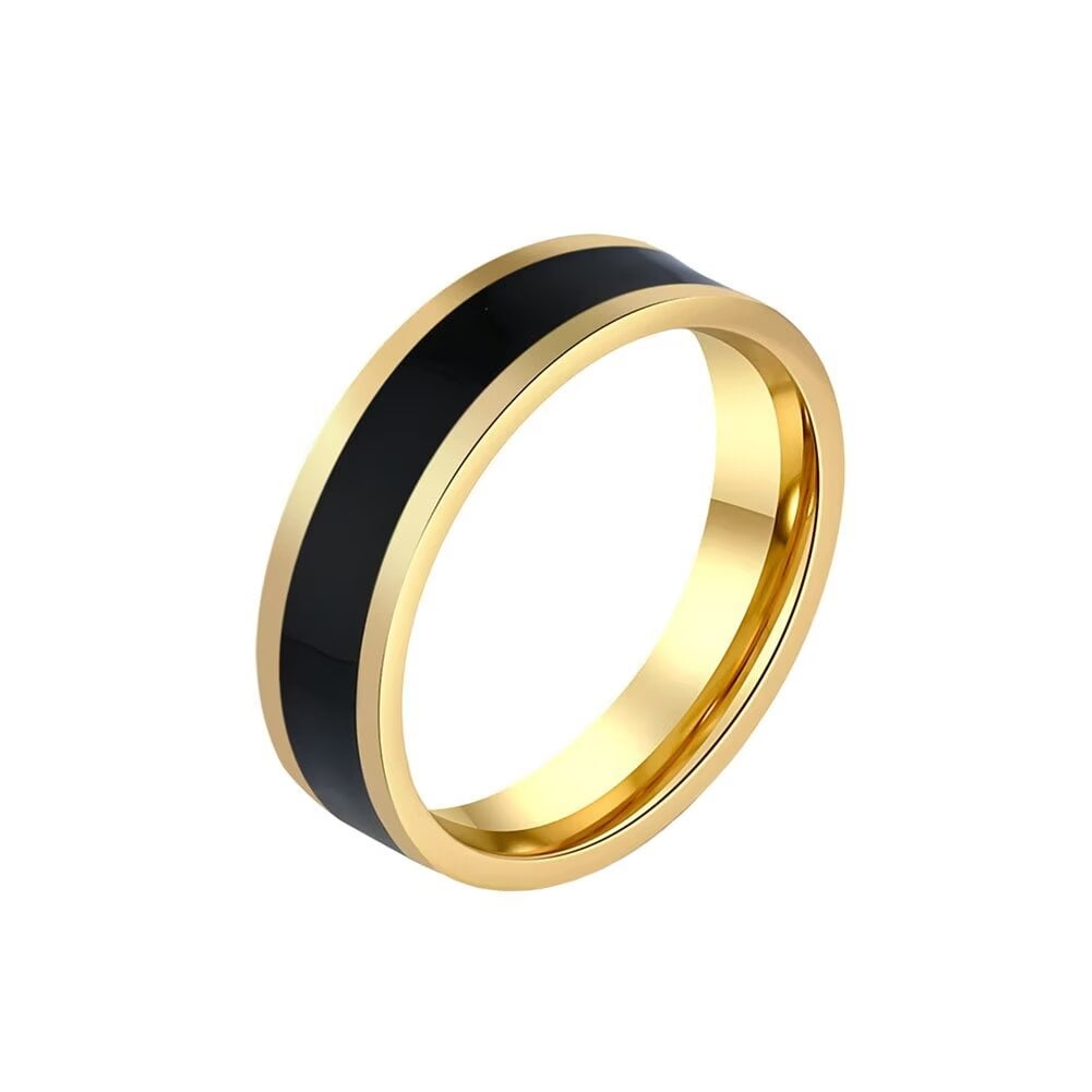 PAURO Unisex Stainless Steel Simple Dome Style Enamel Wedding Band ...