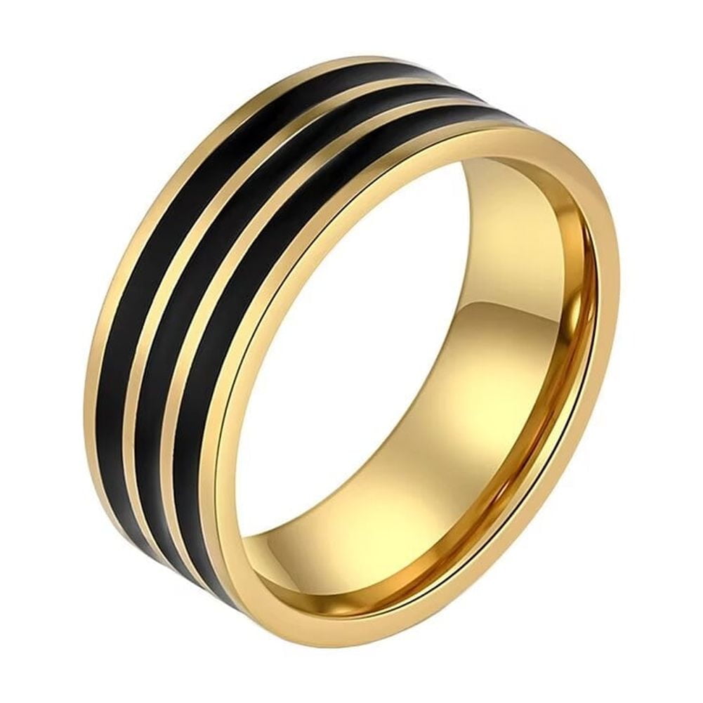 PAURO Unisex Stainless Steel Simple Dome Style Enamel Wedding Band ...