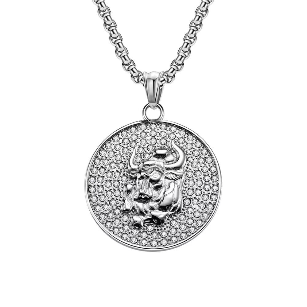PAURO Unisex's Stainless Steel Embossed 12 Constellation Horoscope ...