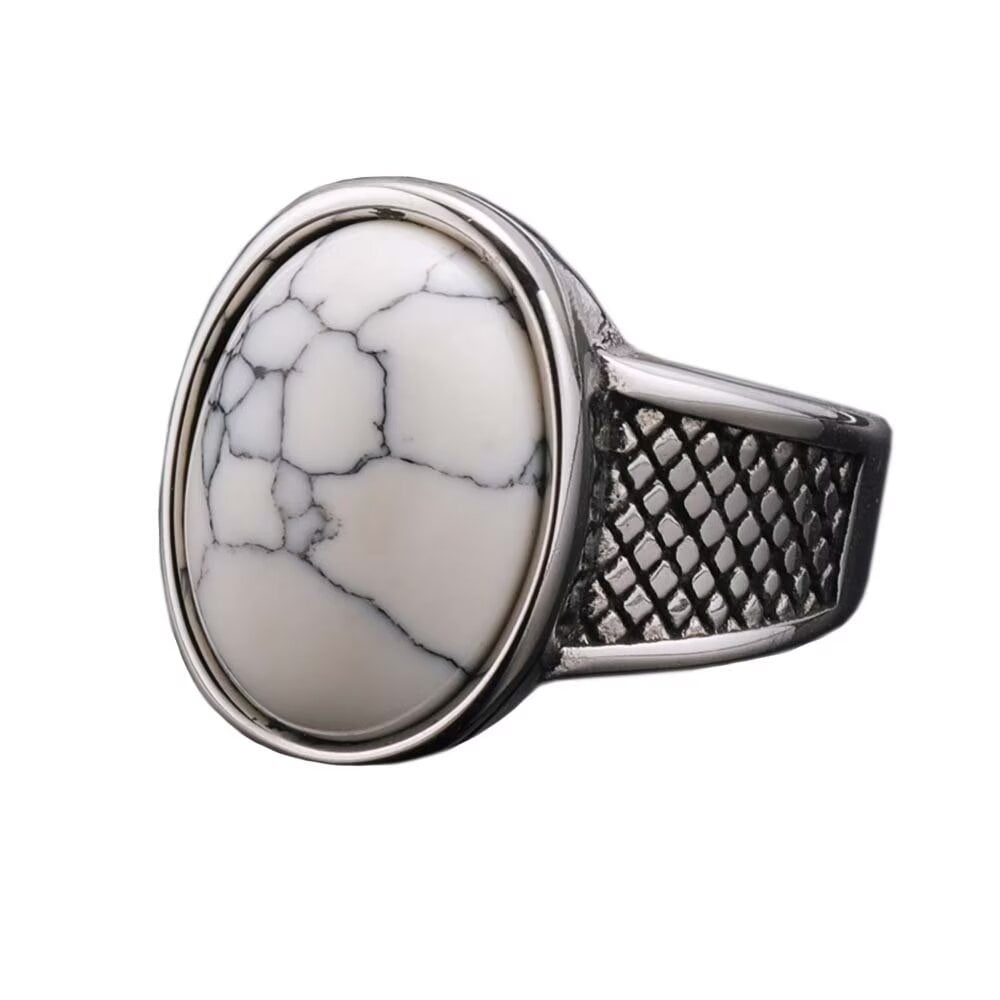 PAURO Vintage Men's Synthetic Turquoise Signet Ring Stainless Steel ...